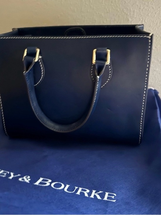 Dooney & Bourke | Bags | Dooney Bourke Navy Leather Structured Satchel ...